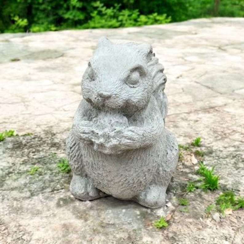 Concrete Squirrel Statue Eating Squirrel Figure Wild Backyard Animal ...