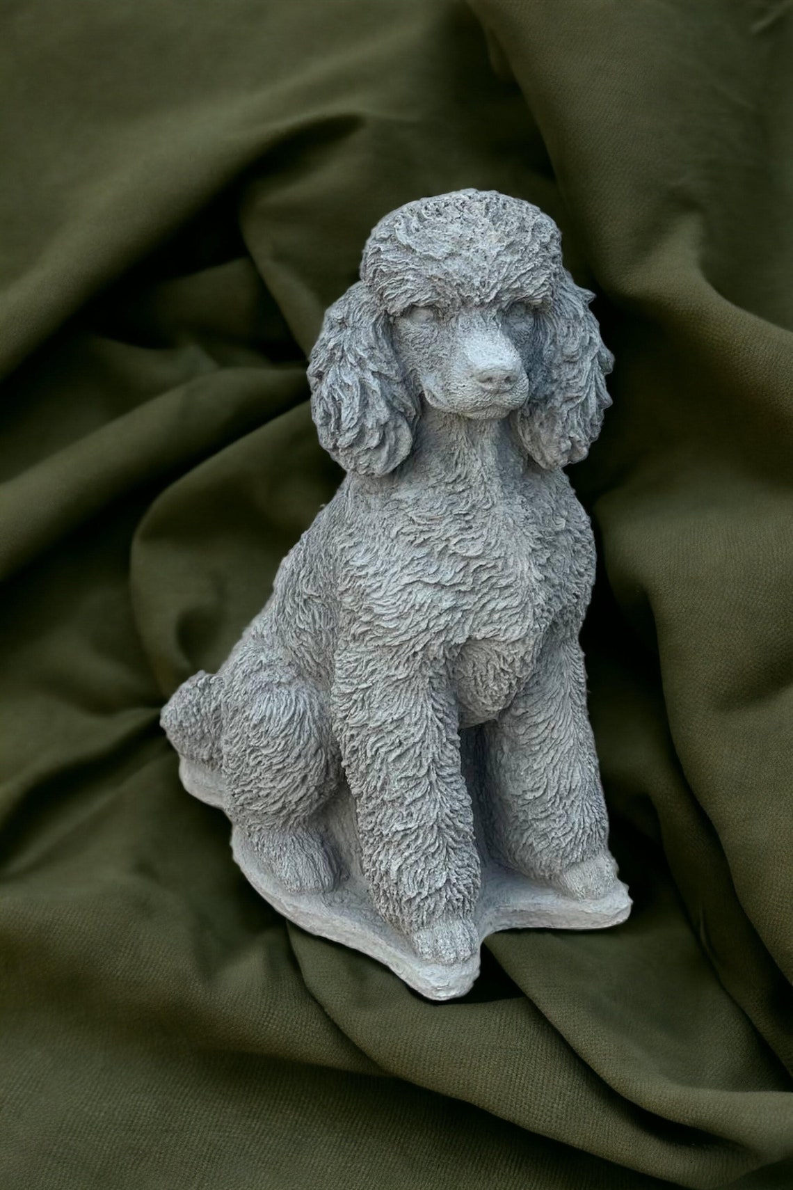 Concrete Poodle Statue Sitting Poodle Dog Memorial Outdoor Garden ...