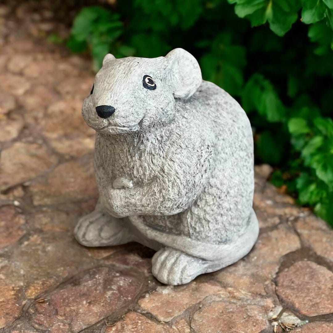 Curious Mouse Sculpture Cement Yard Decoration Detailed Mouse Standing ...