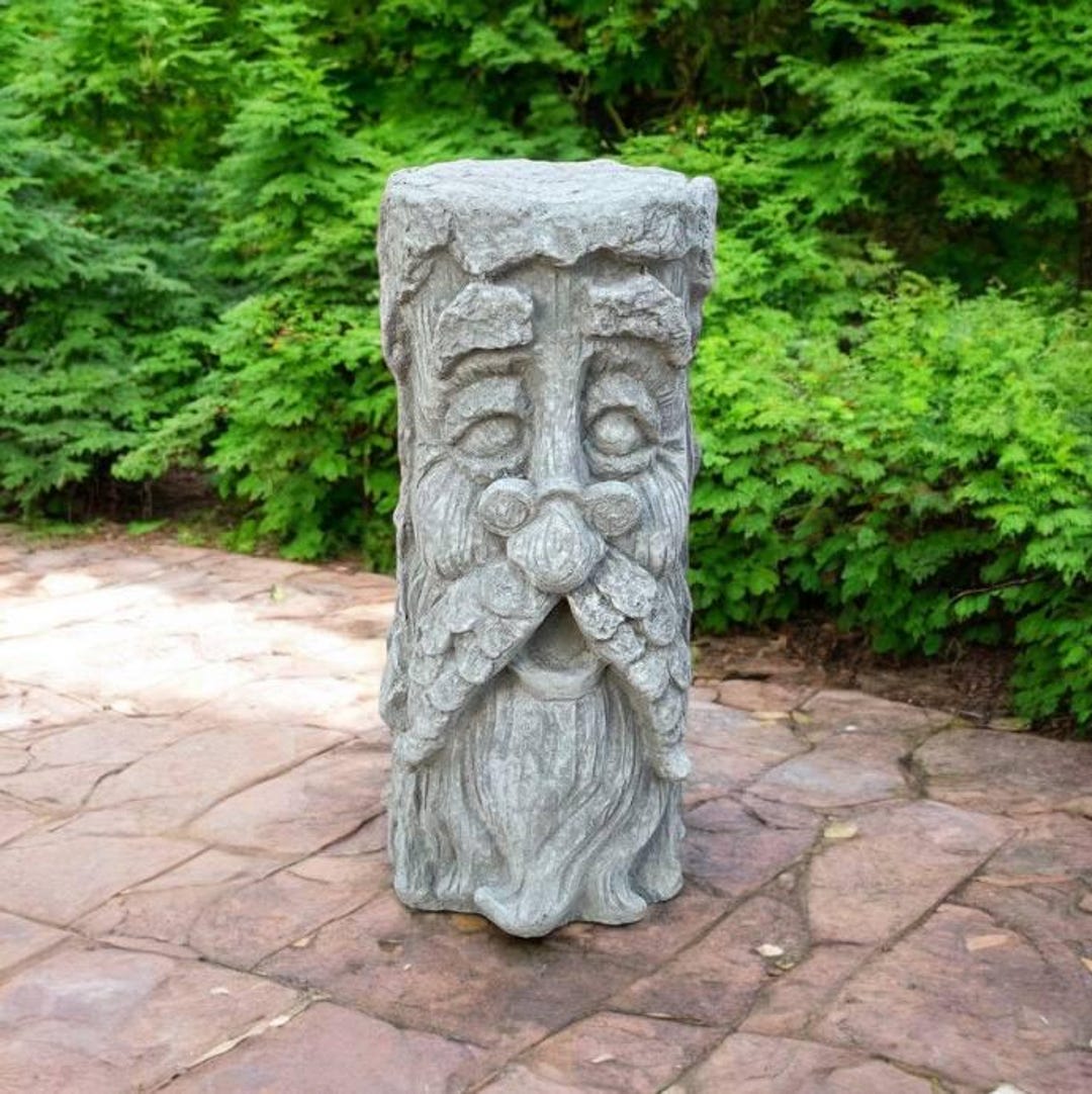 Stump With Glasses Statue Concrete Tree Face Figure Detailed Fairy ...