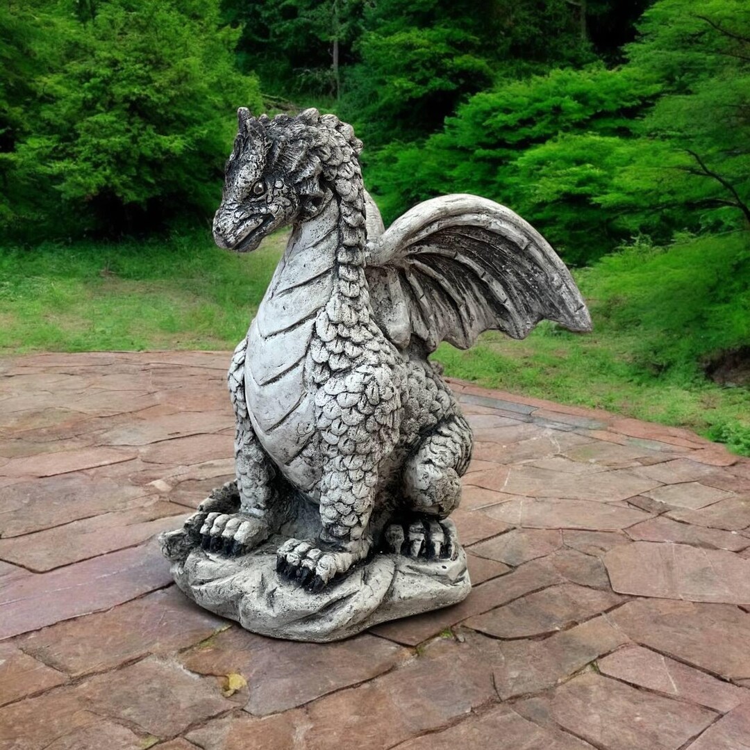 Garden Dragon Figure Concrete Dragon Yard Statue Outdoor Asian ...