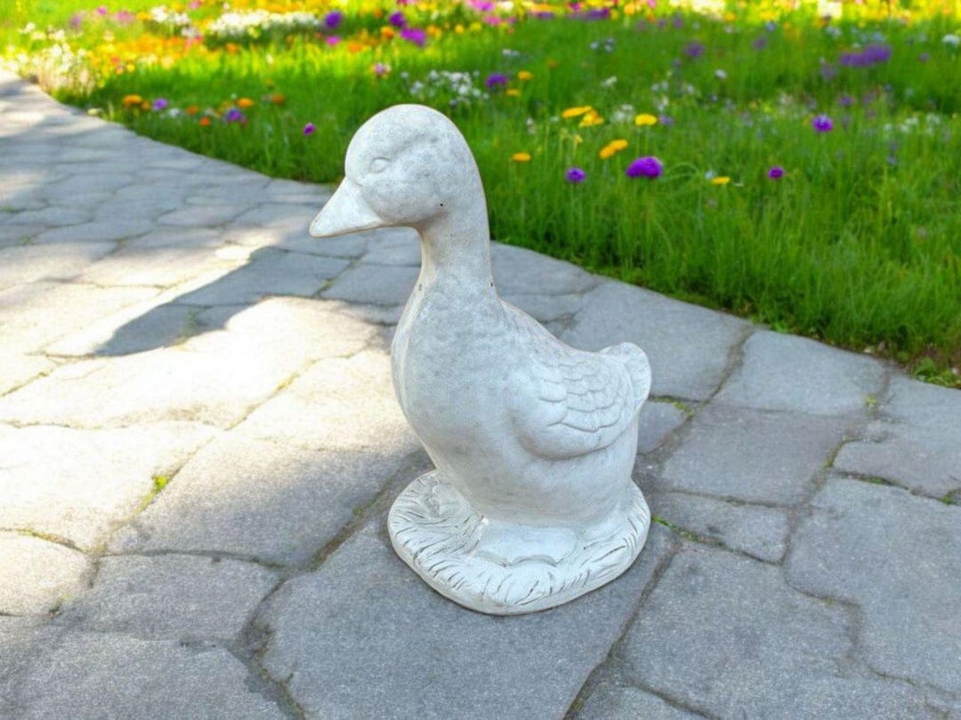 Rubber Duck Statue Standing Gosling Sculpture Stone Farm Duck Figurine ...