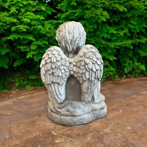 Angel Holding Dog Figure Concrete Angel Sculpture Detailed Puppy With ...
