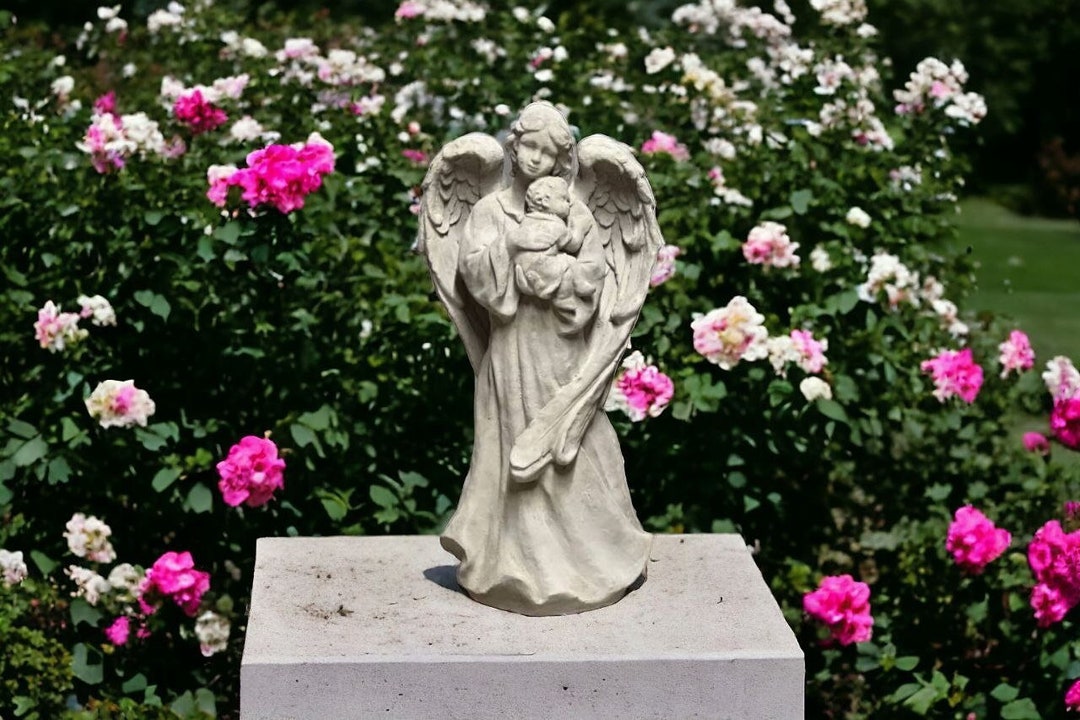 Massive Angel Holding Child Statue Concrete Angel With Baby Religious ...