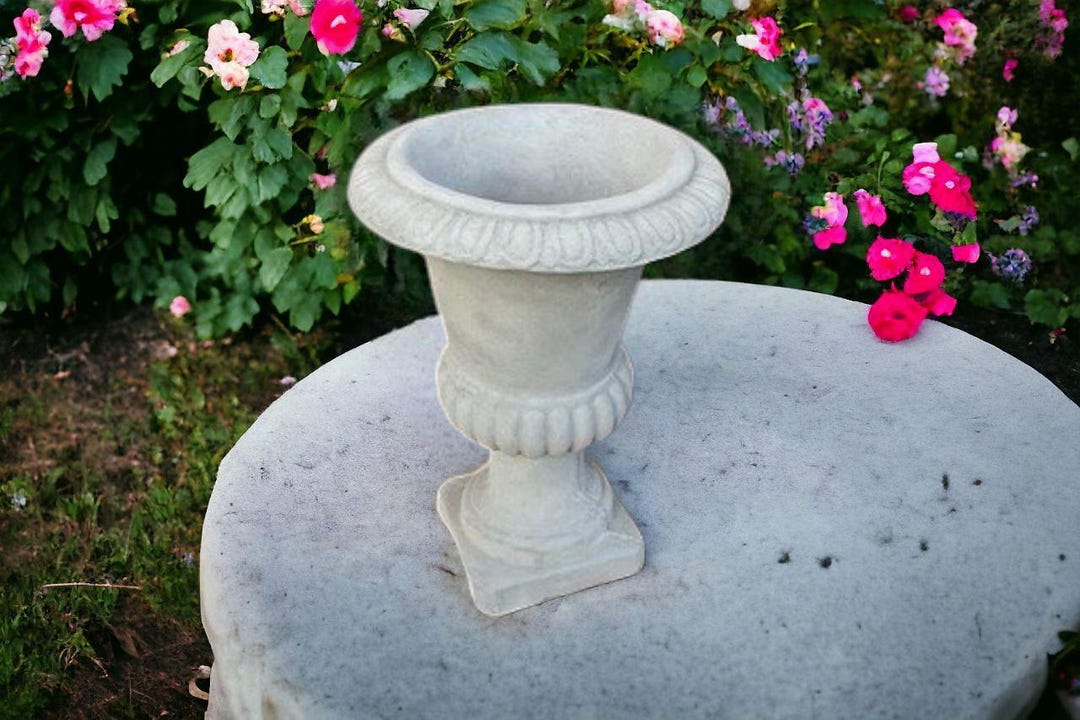 Classic Urn Statue Cement Pot Concrete Garden Flowers Planter Outdoor ...