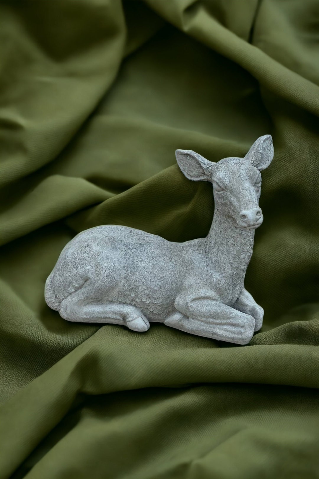 Detailed Fawn Friend Statue Concrete Laying Deer Sculpture Outdoor Wild ...