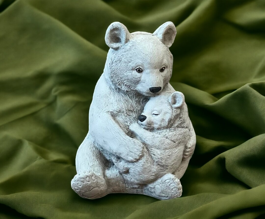 Two Pandas Statue Concrete Mother and Baby Bear Sculpture Detailed ...