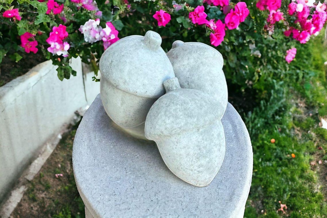 Three Nuts Figure Concrete Acorns Sculpture Outdoor Yard Art Three ...