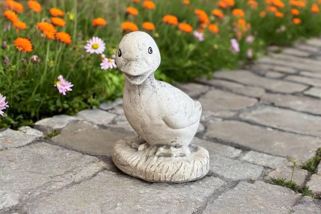 Rubber Duck Statue Standing Duckling Concrete Figure Farmhouse Bird ...