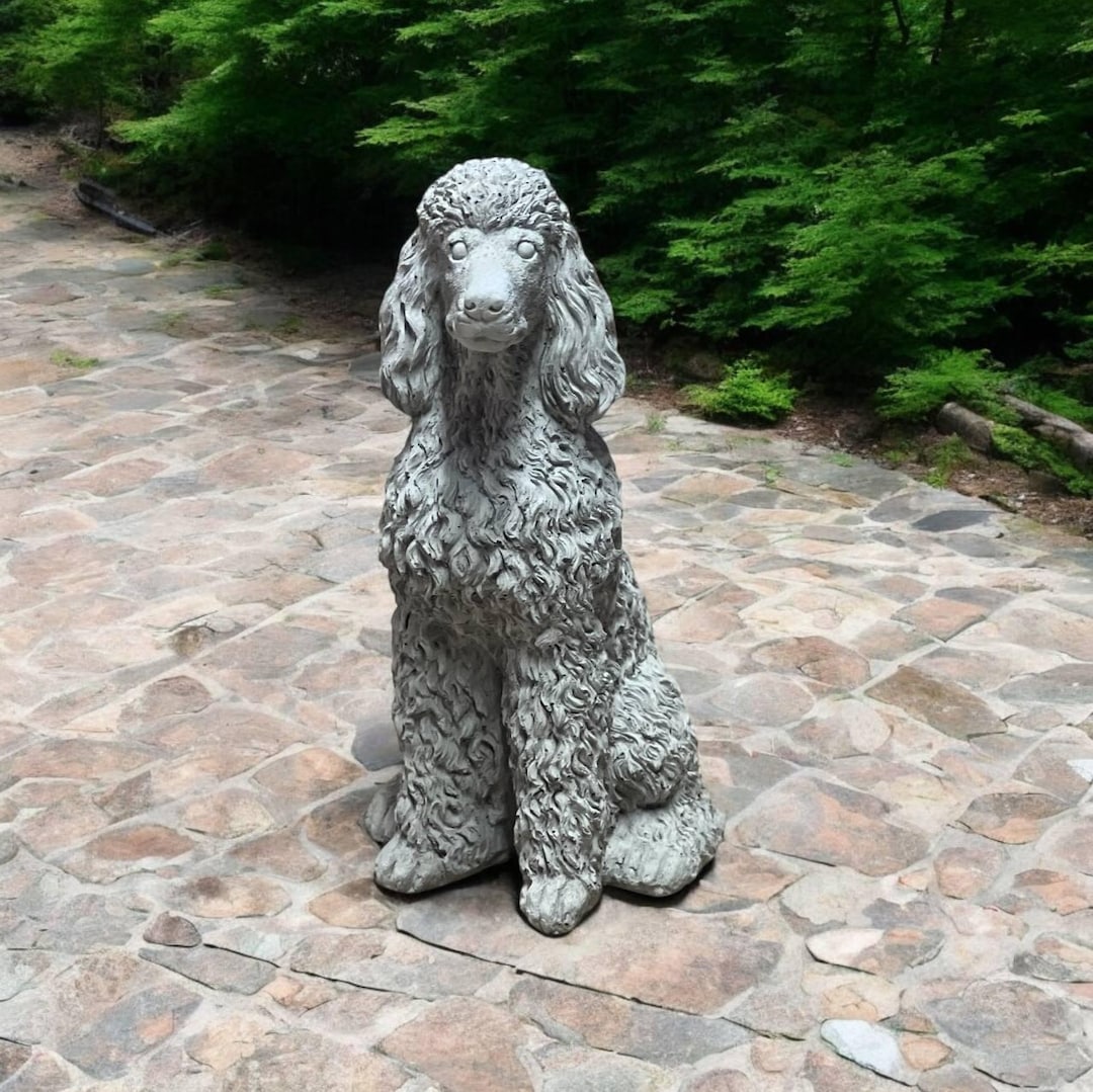 Sitting Poodle Dog Figure Concrete Garden Poodle Memorial Dog Grave ...
