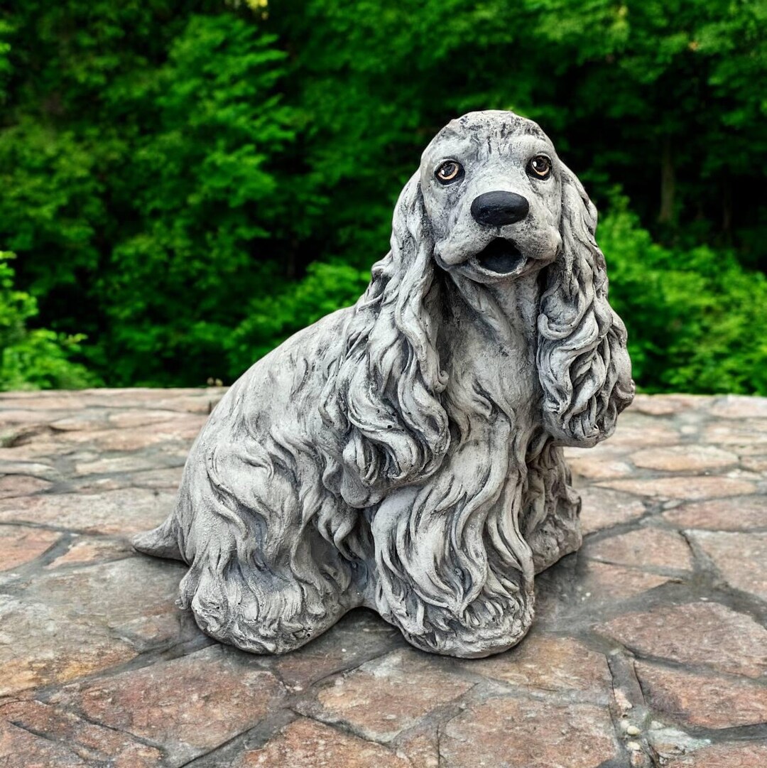 Cocker Spaniel With Open Mouth Figure Realistic Cocker Spaniel Grave ...