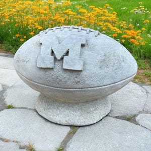 Massive Michigan Football Figure Stone Ball on Base Figurine Concrete ...