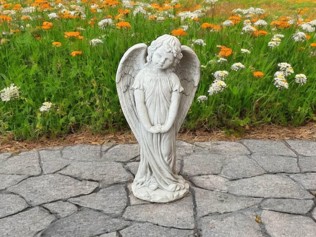 Cute Angel Figurine Outdoor or Indoor Child Statue Yard Art Standing ...
