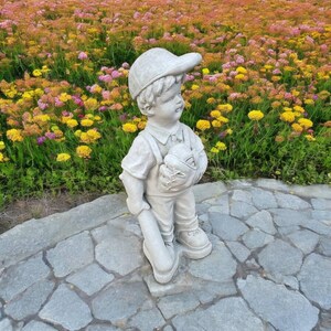 Standing Baseball Kid Figure Tall Boy Massive Statue Concrete Baseball ...