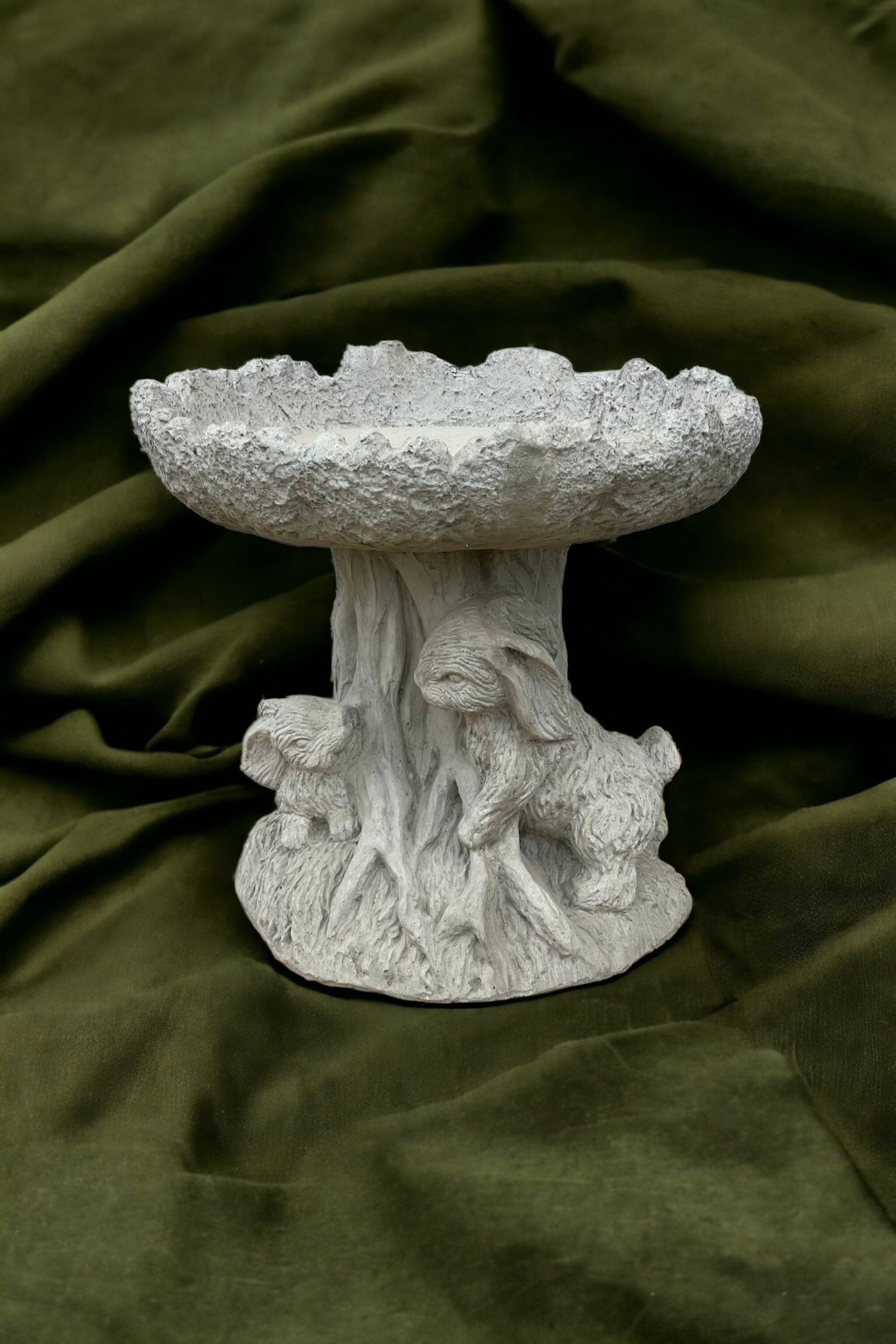 Concrete Birds Bath With Rabbits Statue Handmade Birds Drinker - Etsy