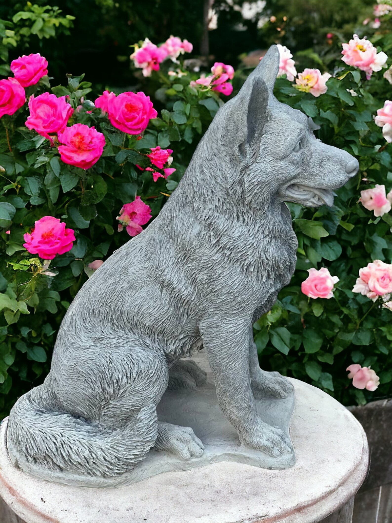 Concrete Massive German Shepherd on Base Figure Detailed German ...
