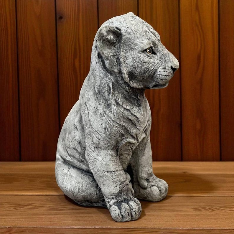 Realistic Tiger Cub Figure Concrete Animal Sculpture Cement Animal ...