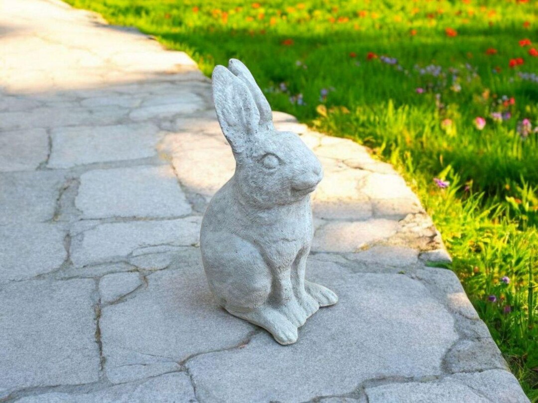 Jackrabbit Sitting on Base Statue Stone Bunny Figure Wild Life Art ...