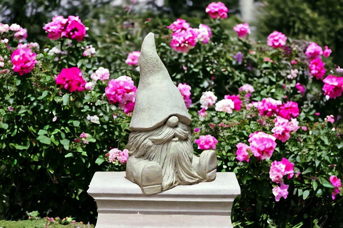 Bearded Gnome Figure Sitting Troll Detailed Groll Sculpture Cement Art ...
