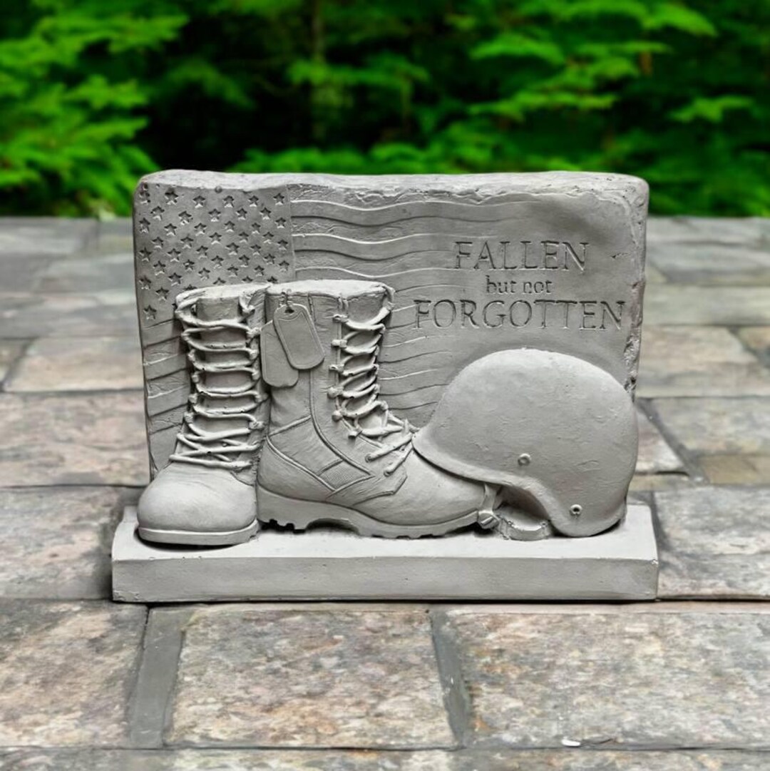 Fallen Not Forgotten Statue American Soldier Memorial Gift Concrete ...