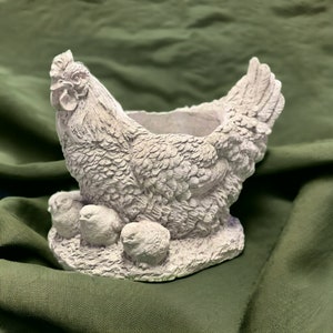 Hen Chicken With Chicks Planter Concrete Chicken Planter Figure ...