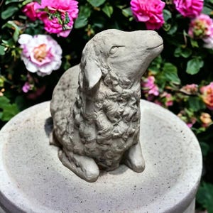 Laying Lamb Figure Resting Baby Lamb Sculpture Looking up Statue Farm ...