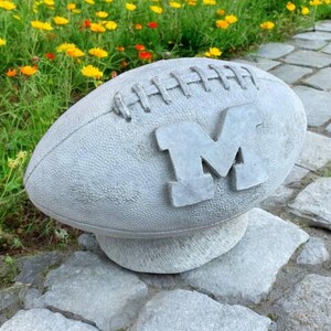 Massive Michigan Football Figure Stone Ball on Base Figurine Concrete ...