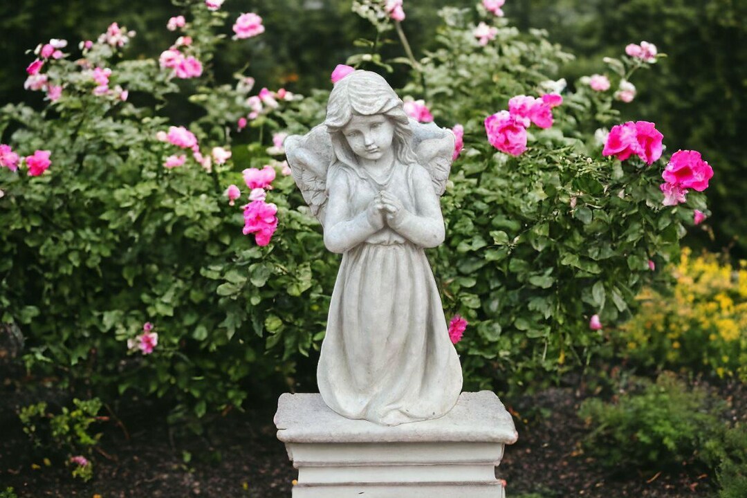 Standing Angel With Planter on Back Sculpture Concrete Garden Girl ...