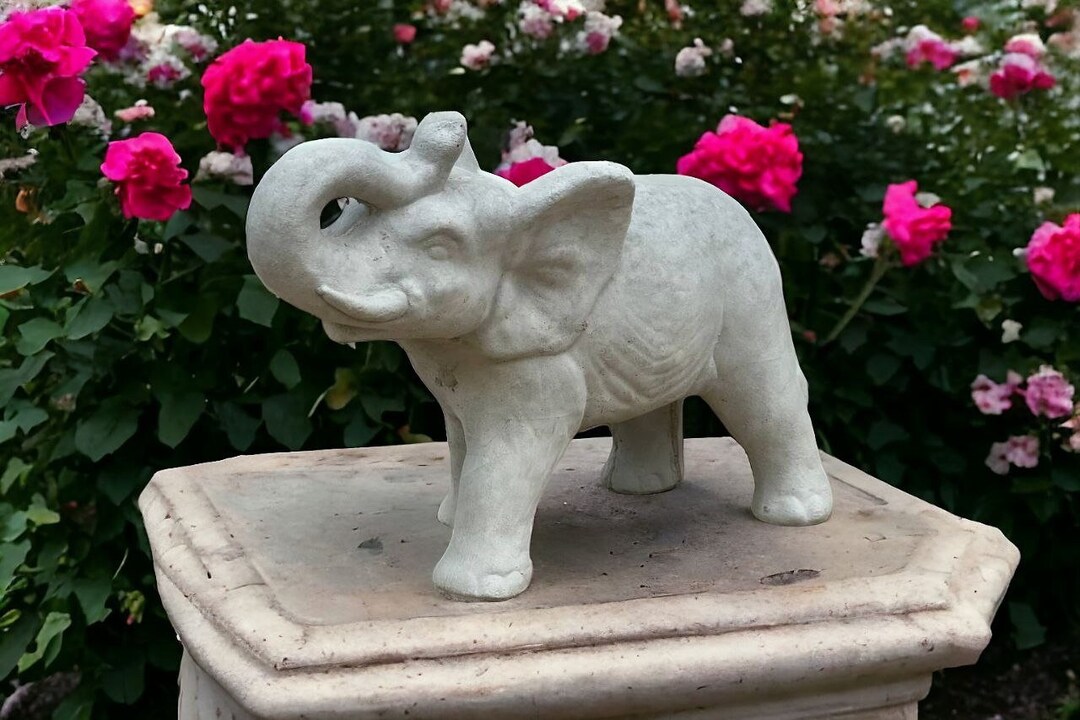 Concrete Elephant Figure Standing Lucky Elephant Statue Zen Garden ...
