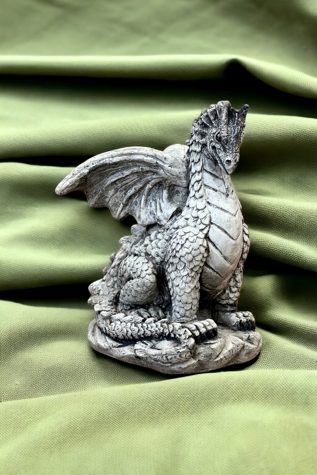 Sitting Dragon Statue Concrete Zen Garden Figure Asian Dragon Sculpture ...