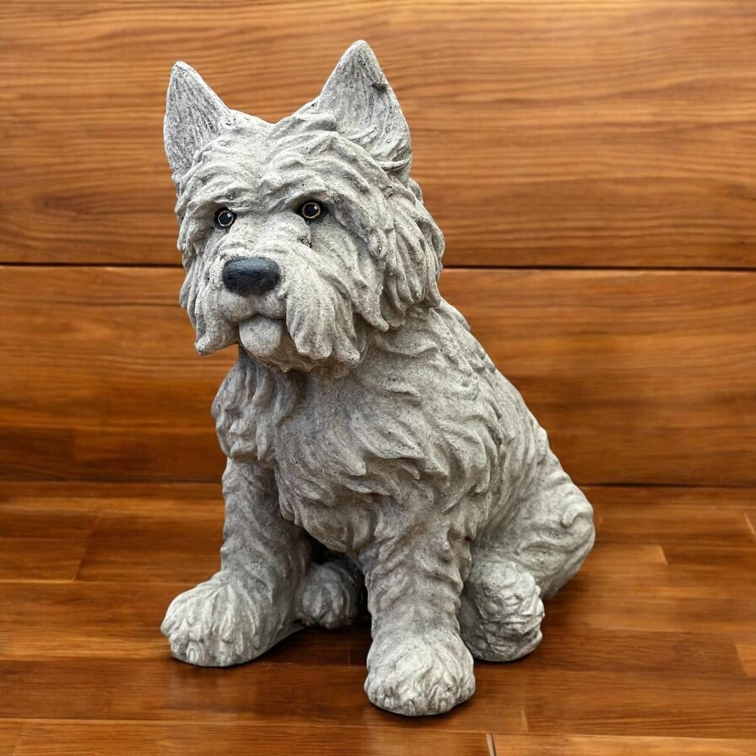 Scottie Dog Figure Cement Detailed Dog Sculpure Backyard Memorial ...