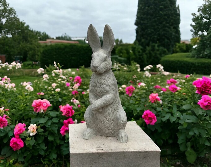 Massive Rabbit Garden Statue Concrete Bunny With Long Ears Figure ...
