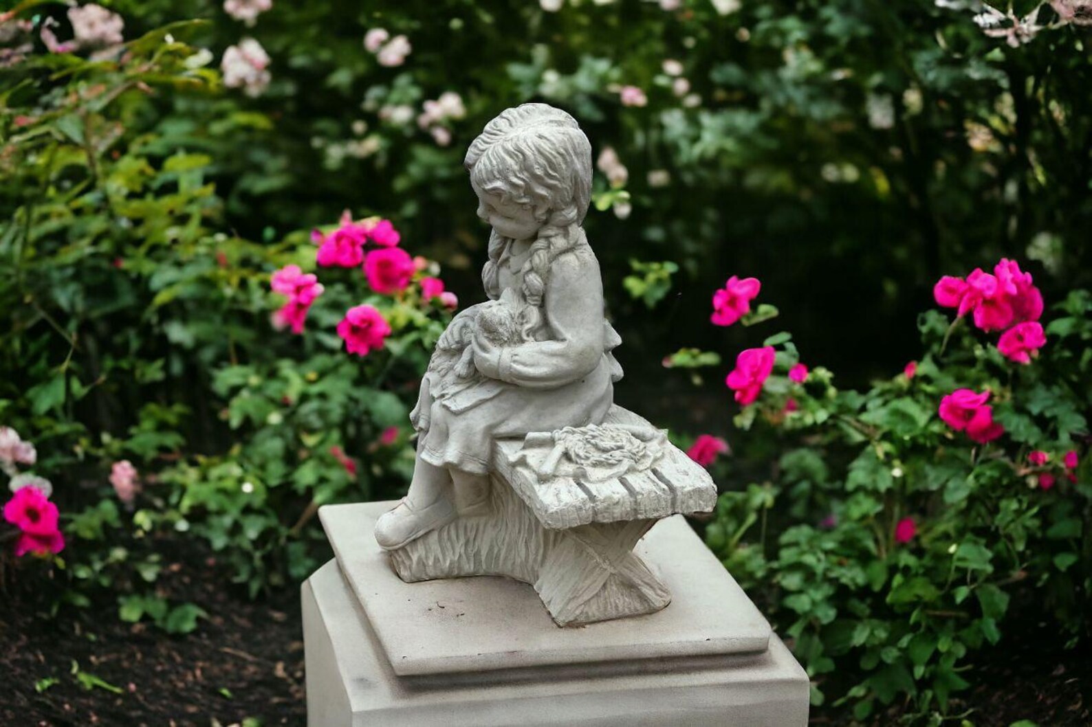 Jump Rope Jenny Statue Girl Sitting on Bench Sculpture Outdoor Gardeb ...