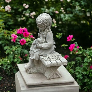 Jump Rope Jenny Statue Girl Sitting on Bench Sculpture Outdoor Gardeb ...