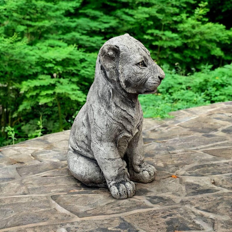 Realistic Tiger Cub Statue Concrete Tiger Figure Wild Animal Garden ...