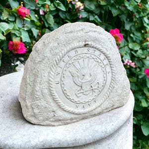 United States Navy Rock Memorial Rock Sculpture Outdoor Backyard Figure ...
