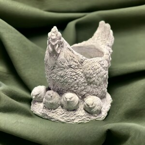 Hen Chicken With Chicks Planter Concrete Chicken Planter Figure ...
