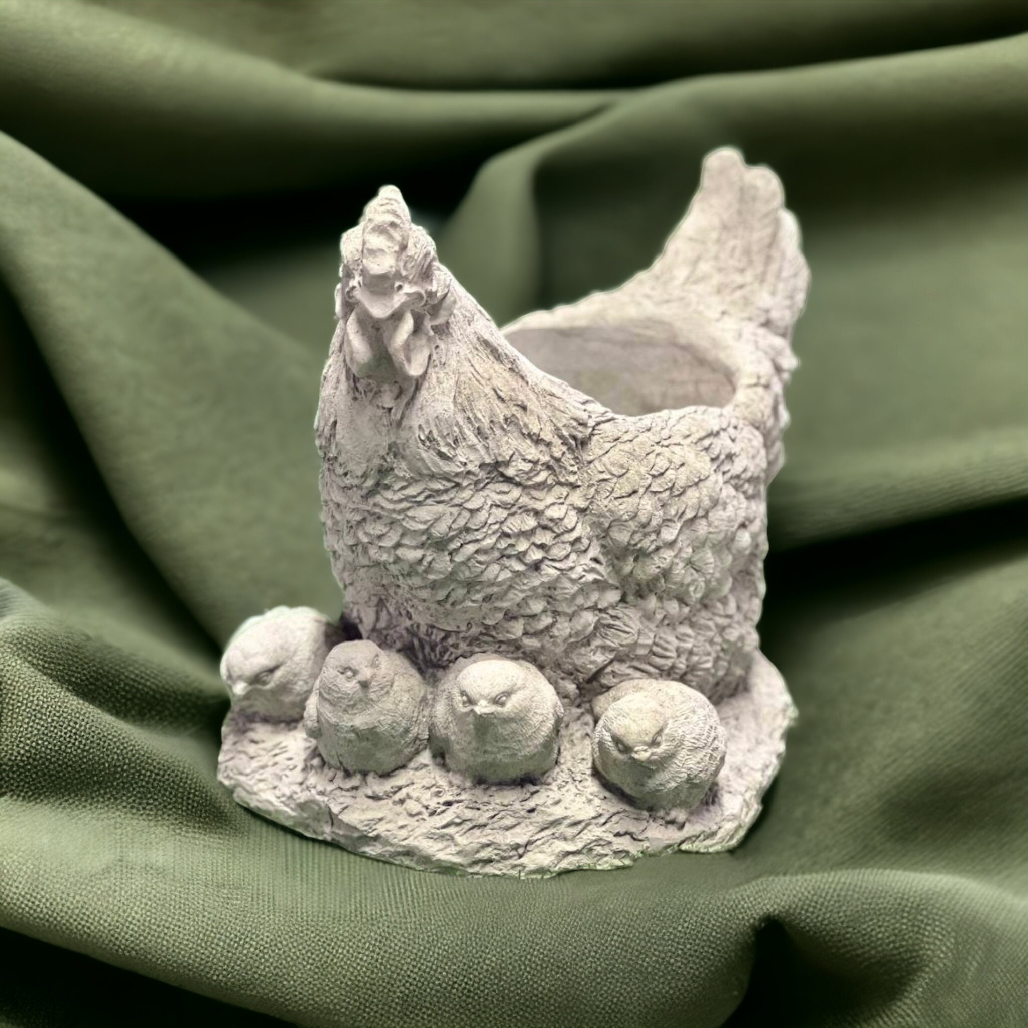 Hen Chicken With Chicks Planter Concrete Chicken Planter - Etsy