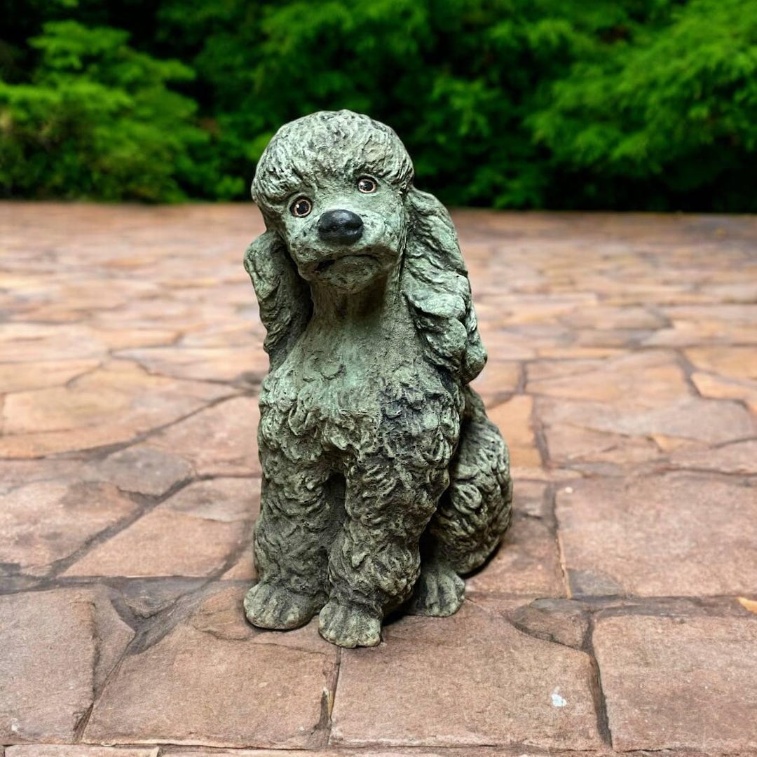 Painted Poodle Dog Stone Poodle Figure Concrete Poodle Puppy Figurine ...
