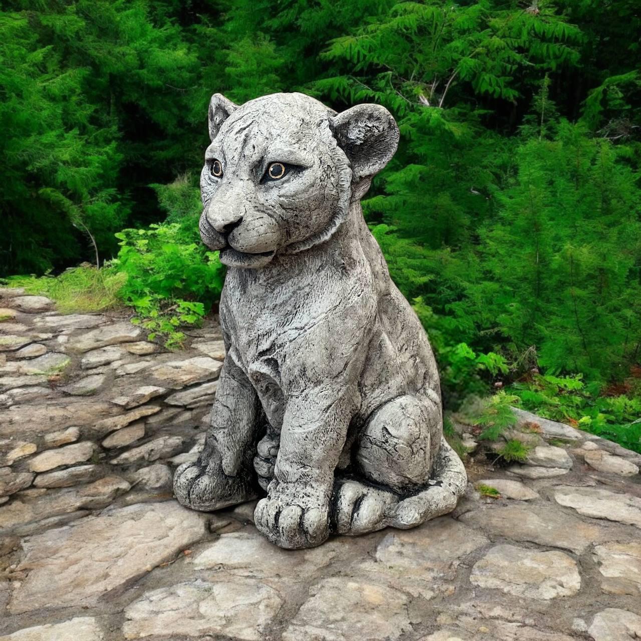 Realistic Tiger Cub Statue Concrete Tiger Figure Wild Animal Garden ...