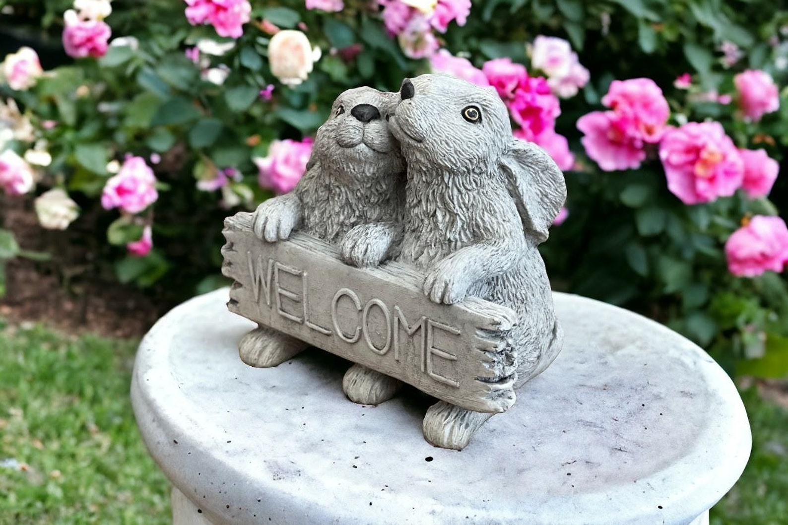 Couple of Rabbits Welcome Figure Front Door Welcome Animals Statue ...