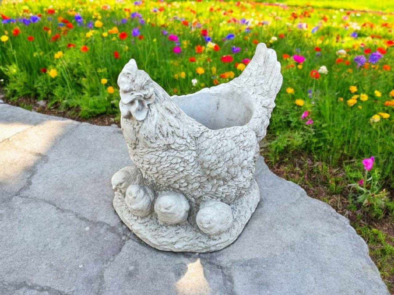 Hen Chicken Planter Figure Concrete Flowers Pot Statue Chicken With ...