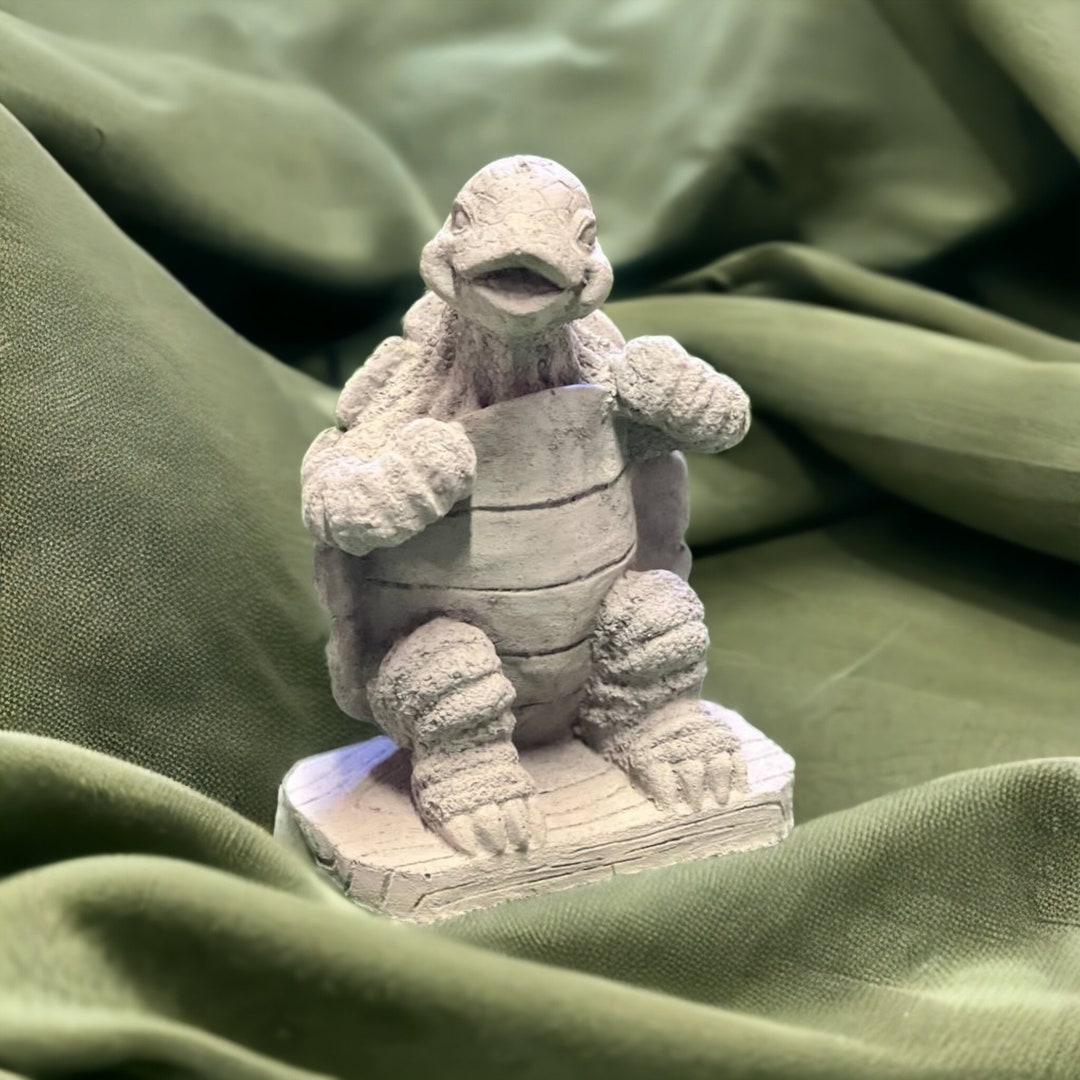 Sitting on Base Turtle Figure Standing Turtle Figurine Concrete Happy ...