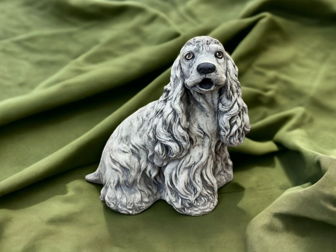 Concrete Detailed Cocker Spaniel Statue Detailed Cocker Spaniel Puppy ...