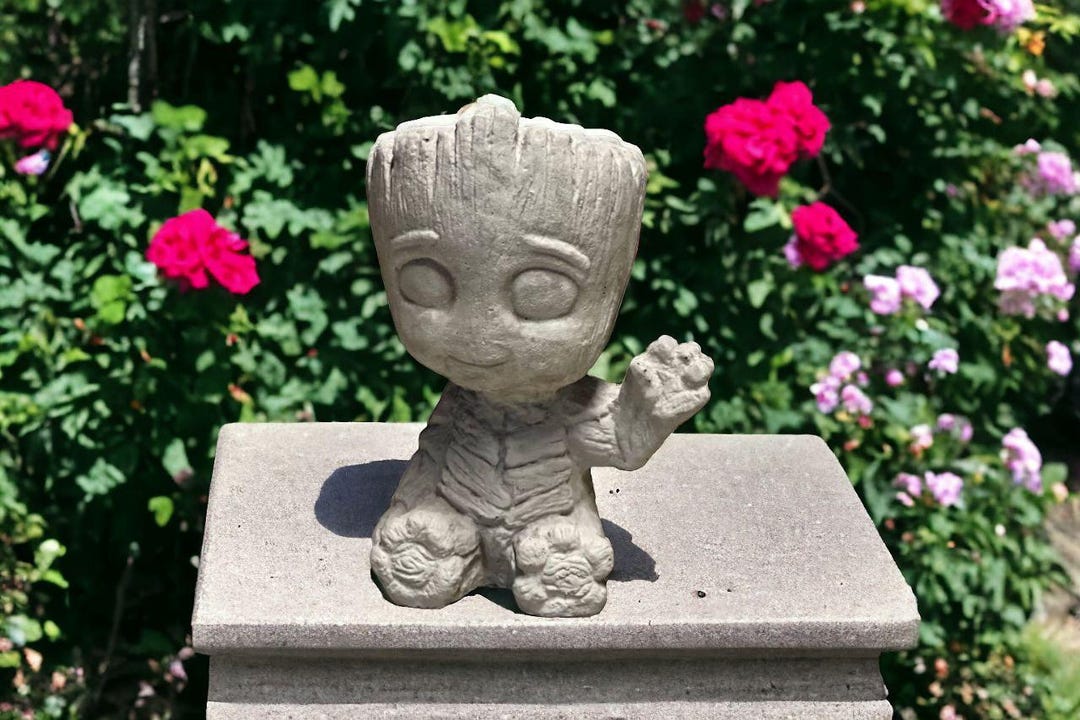 Sitting Groot Planter Figure Detailed Flowers Pot Figurine Detailed ...