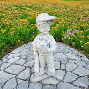 Standing Baseball Kid Figure Tall Boy Massive Statue Concrete Baseball ...