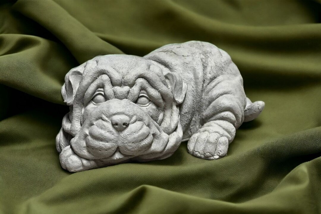 Laying Sharpei Dog Statue Detailed Sharpei Puppy Figure Concrete ...