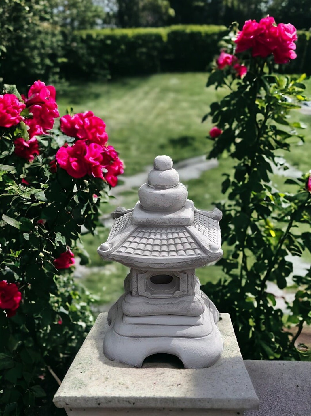 Massive Stool Bottom Sculpture for Lawn Concrete Three Piece Lantern ...