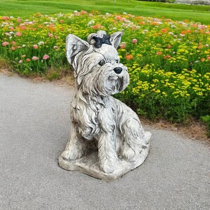 Detailed Yorkie Dog Statue Sitting Yorkie With Bow in Hair Sculpture ...