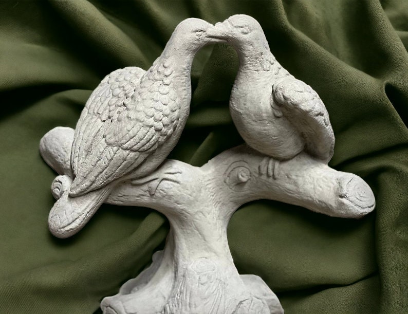 Concrete Two Love Doves Statue Sitting Love Birds Sculpture Outdoor ...